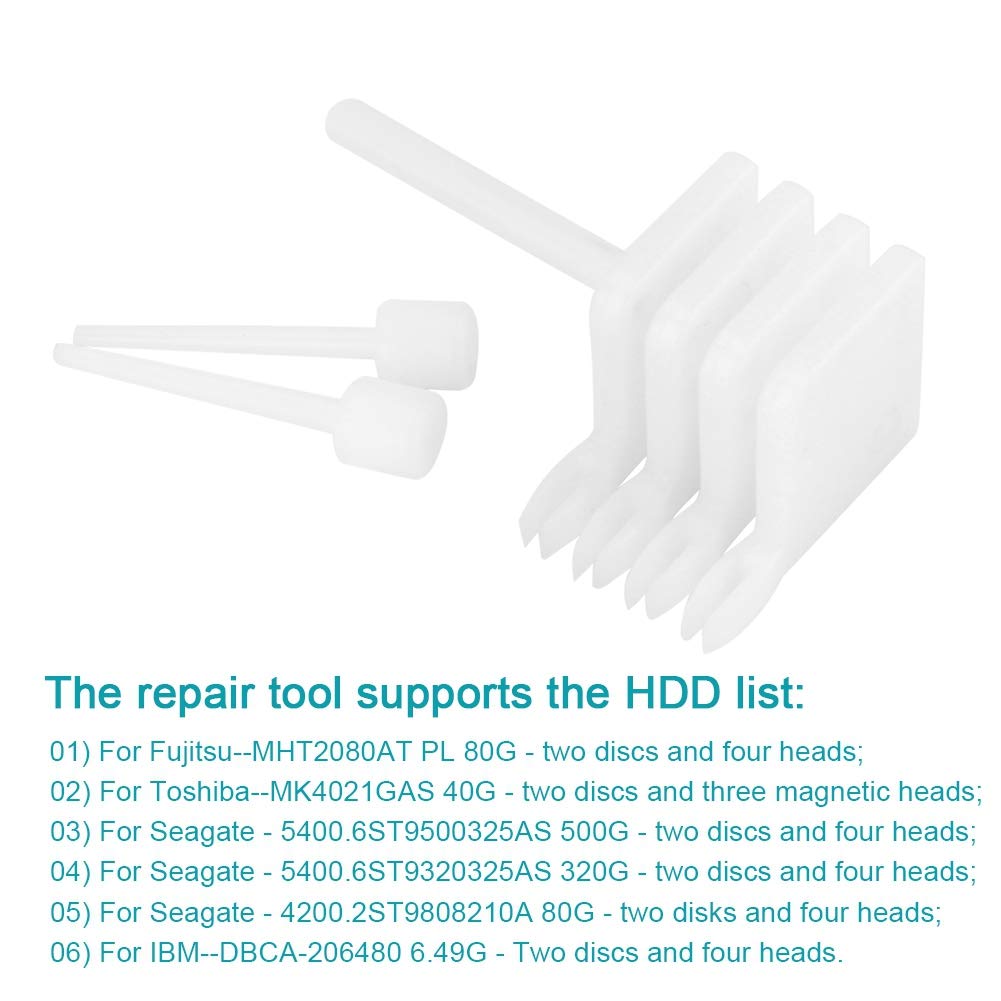 Bewinner HDD Head Comb Tool Kit, Hard Disk Head Tool, Hard Disk Repair Tool Set with Head Comb / 10 Finger Pods for Digital Hard Drives