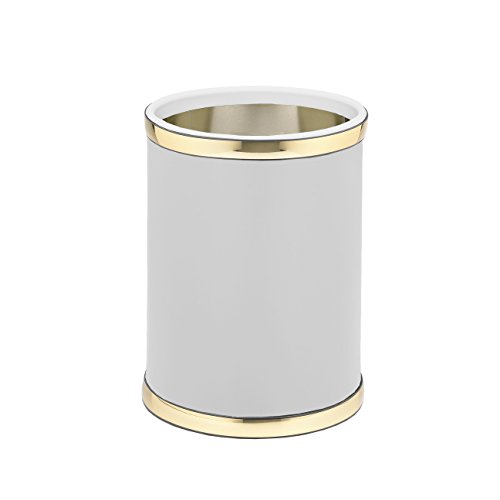 Kraftware Sophisticates Round Wastebasket, 11", White