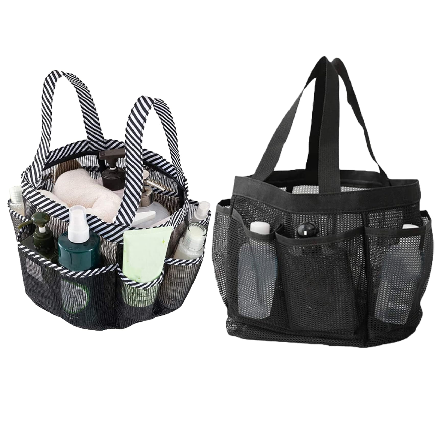 Bathroom Organizer Mesh Shower Caddy Portable Bathroom Organizer Lightweight Oxford Cloth Shower Caddy Dorm with 8-Pocket Versatile Shower Bag 22 x 22 x 22cm Black