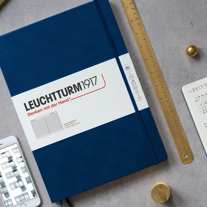 LEUCHTTURM1917 - Notebook Hardcover Master Classic A4+ - 235 Numbered Pages for Writing and Journaling (Black, Dotted)