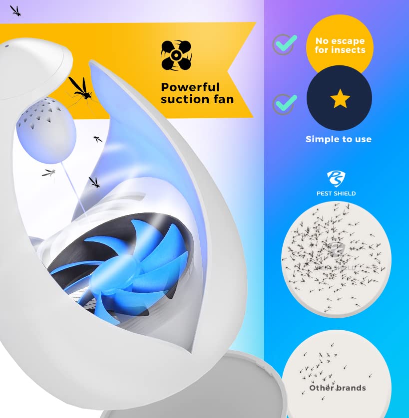 Automatic Indoor Insect Trap - Gnat Trap for House Indoors - Fruit Fly Traps for Indoors - Non-Zapper Mosquito Trap with Scent Pod for Bait and UV Light - Mosquito Killer with Sticky Boards