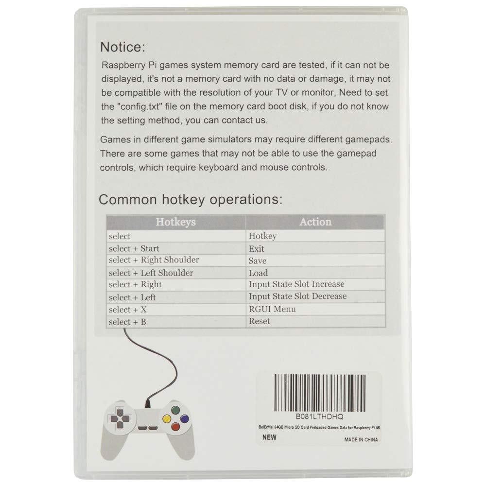 BeiErMei Raspberry Pi 4B 400 Game System Retropie RetroArch EmulationStation Preloaded 64GB Games Plus Data with Class 10 MicroSD TF Card, Only Work with Raspberry Pi 4B 400, KODI+LXDE Video Previews