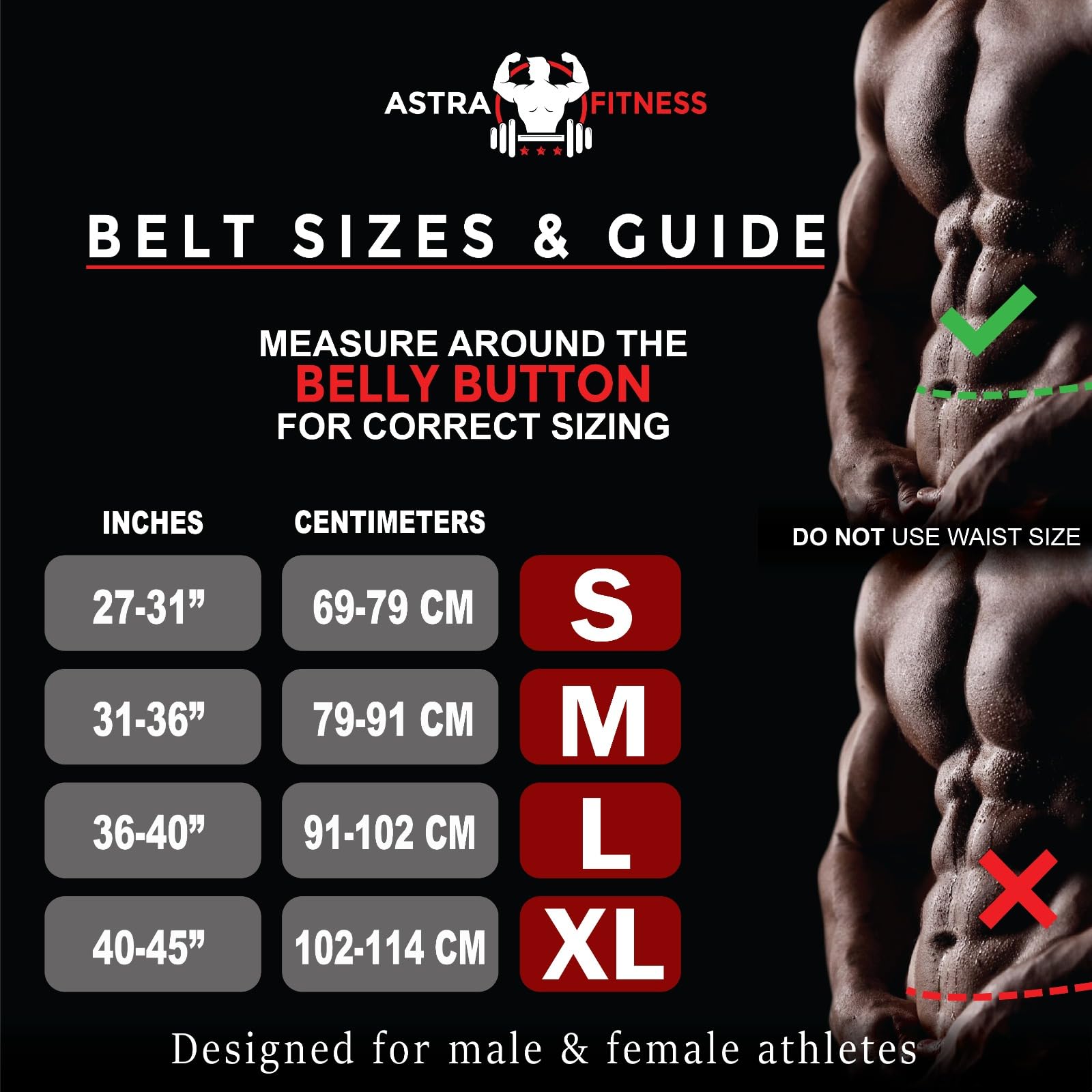 Astra Fitness Men & Women Gym Belt for Weight Lifting- Amazing for Squats, Lunges, Thrusters - Athletes Belt