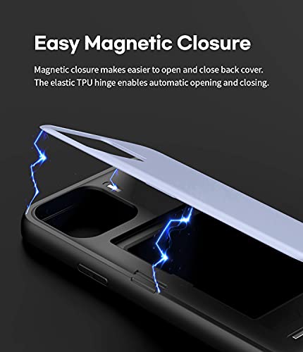GOOSPERY Magnetic Door Bumper Compatible with iPhone 13 Pro Max Case, Card Holder Wallet Case, Easy Magnet Auto Closing Protective Dual Layer Sturdy Phone Back Cover - Lilac Purple