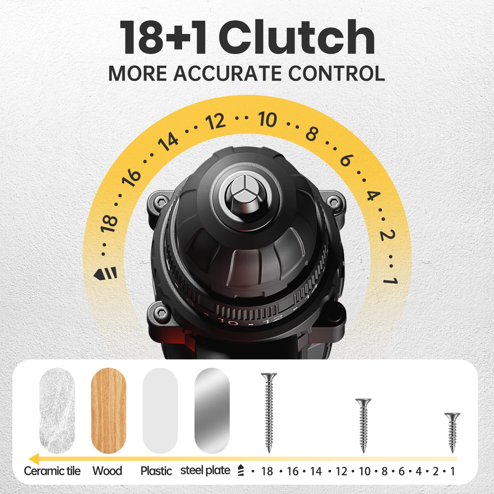 Cordless Drill 20V, Drill Set with 42pcs Accessories and Battery 2.0Ah, Electric Drill 25+1 Torque Setting, 2 Speed, 3/8" Keyless Chuck, LED Light, Electric Power Drill for Home DIY and Garden Repair