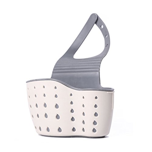 Luoke Kitchen Hanging Basket on The Sink Storage Pouch Plastic Adjustable Organizer Holder Shampoo Cosmetics Snap (Color 2)