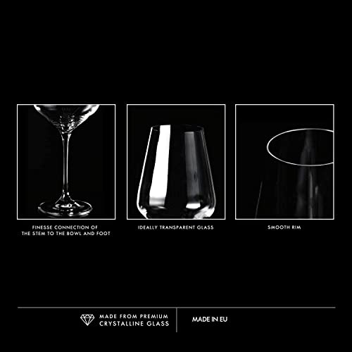 Krosno Large White Wine Glasses | Set of 6 | 13.2 oz | Avant-Garde Collection | Crystal Glass | Perfect for Home, Restaurants and Parties | Dishwasher Safe