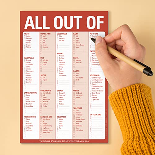 Knock Knock All Out Of Grocery List Pad (Red / Original) - All Out of Pad List & Magnetic Note Pad With Magnet, 6 x 9-inches