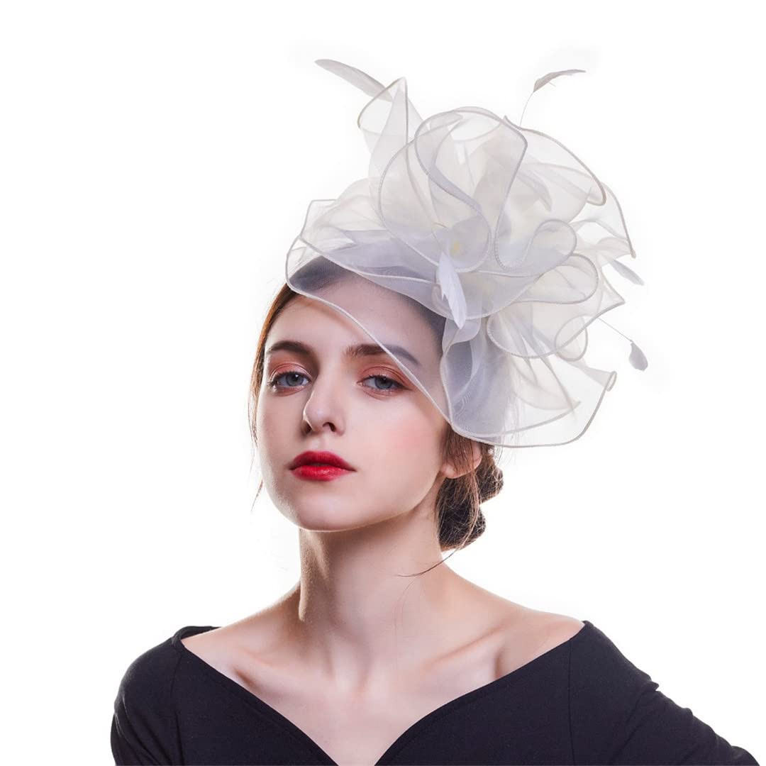 British Royal Wedding Hat Feather Flowers Clip Hat Bridal Hair Accessories Hats a