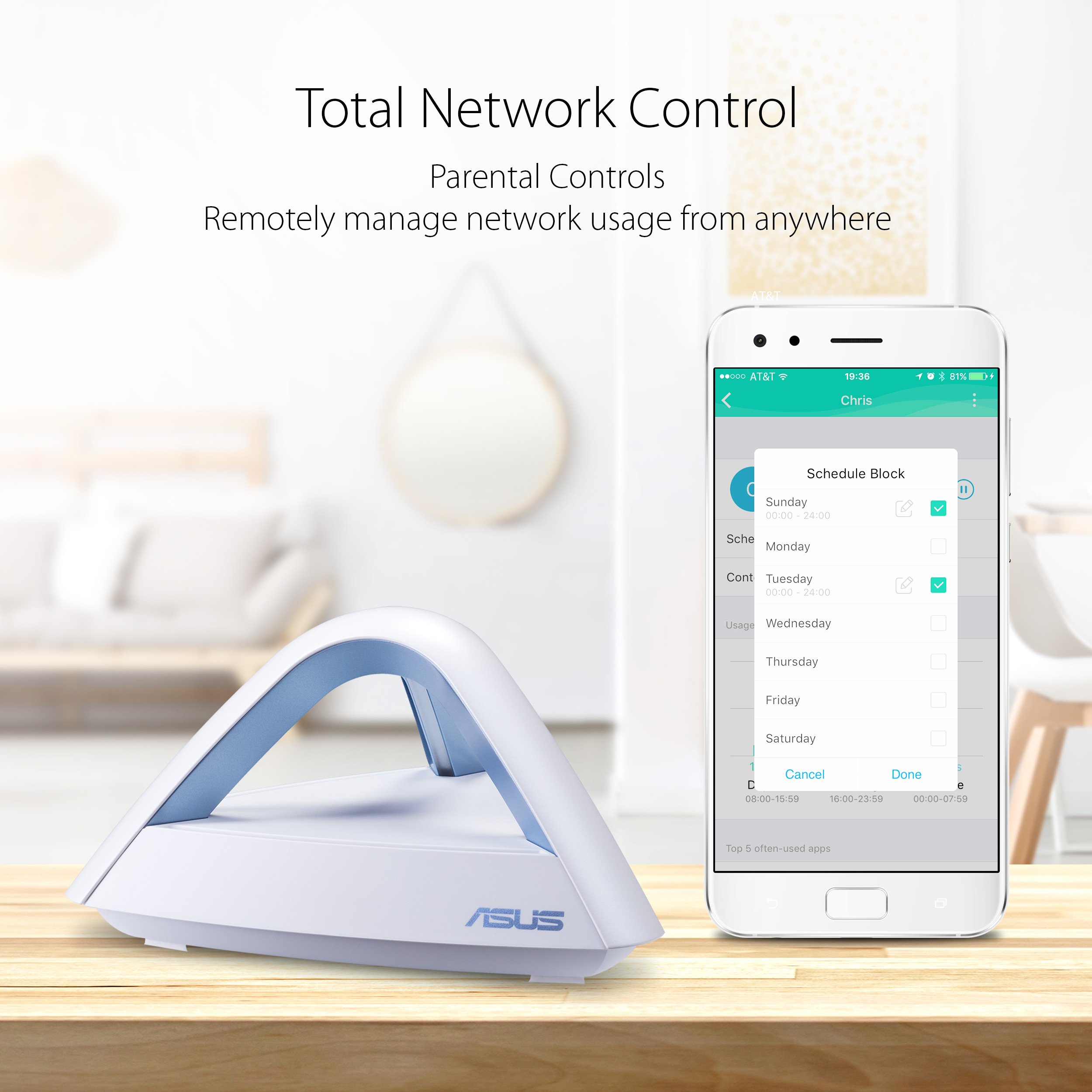 ASUS AC1750 Mesh WiFi System (Lyra Trio 3PK) - Whole Home Coverage up to 5,400 sq.ft & 6+ Rooms, Compatible with Alexa, AiMesh, Free Lifetime Internet Security, Parental Control