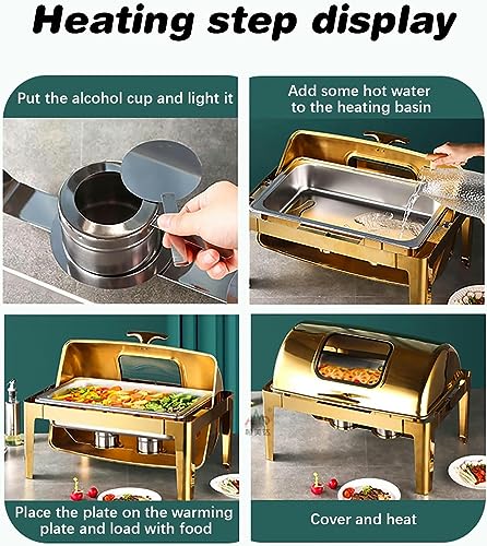Electric Buffet Server,Food Warmer Tray, Adjustable Temperature, Portable Chafing Dish, Catering Buffet Serving Tray,Stainless Steel Material,uitable for Hotels, Restaurants, Parties