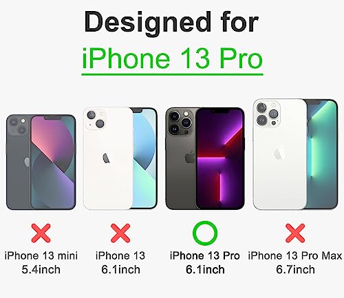 Karrint Wallet Case for iPhone 13 Pro Case with Card Holder, Push-Pull Design Credit Card ID Slot, Dual Layer Shockproof Scratch Resistant Protective iPhone 13 Pro Wallet Case for Women Men-Green