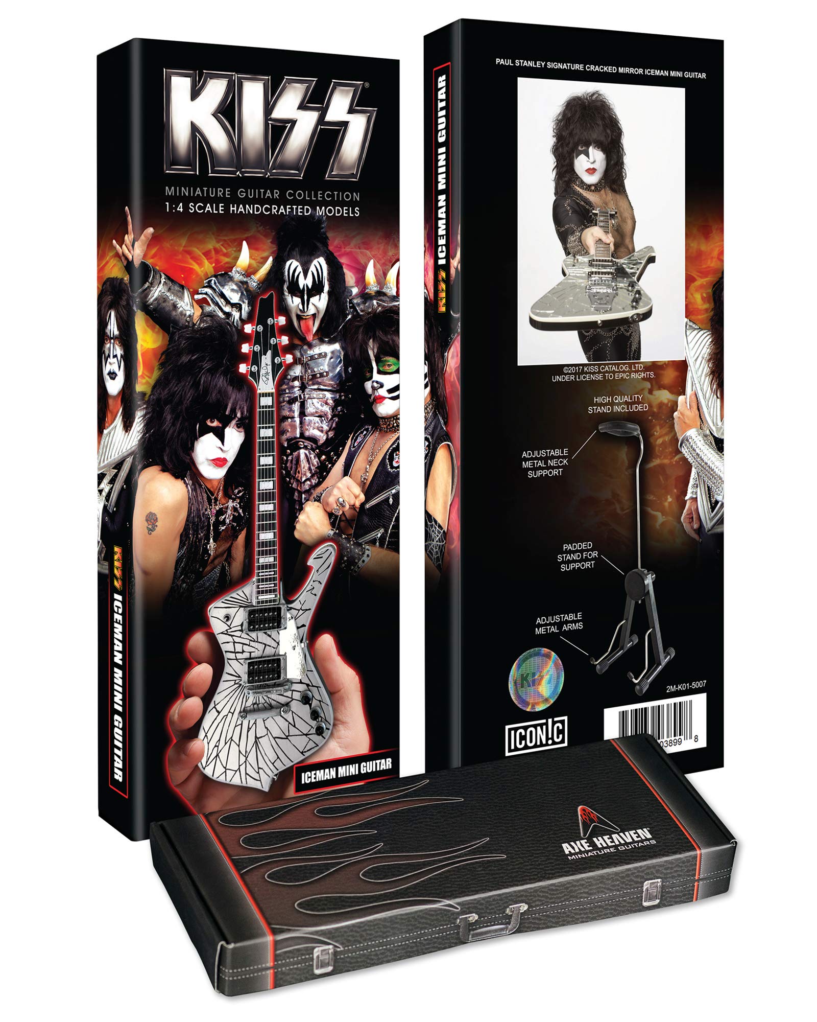 Fan Merch KISS Paul Stanley Replica Cracked Mirror Iceman Miniature Guitar Model Officially Licensed