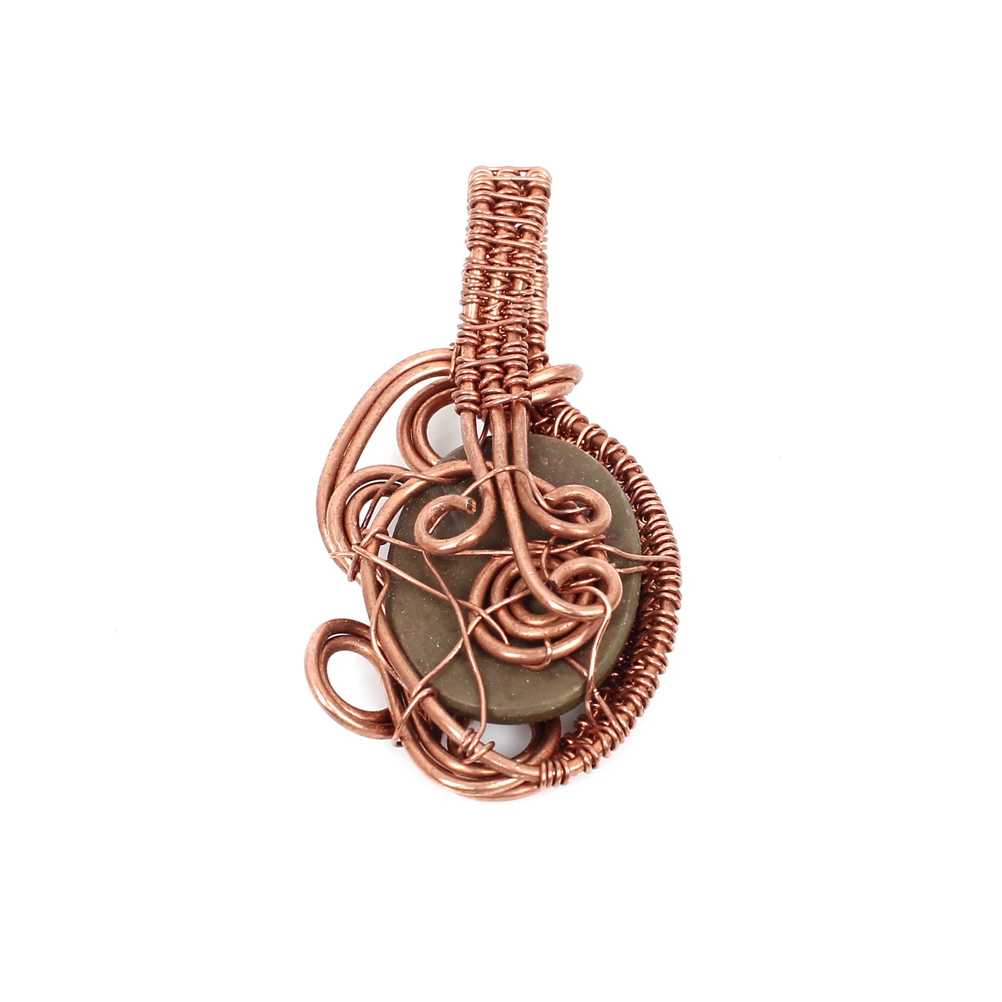 Antique Fancy Design Fancy jasper Stone Cushion Cabochon Wrapped Pendant For Unisex