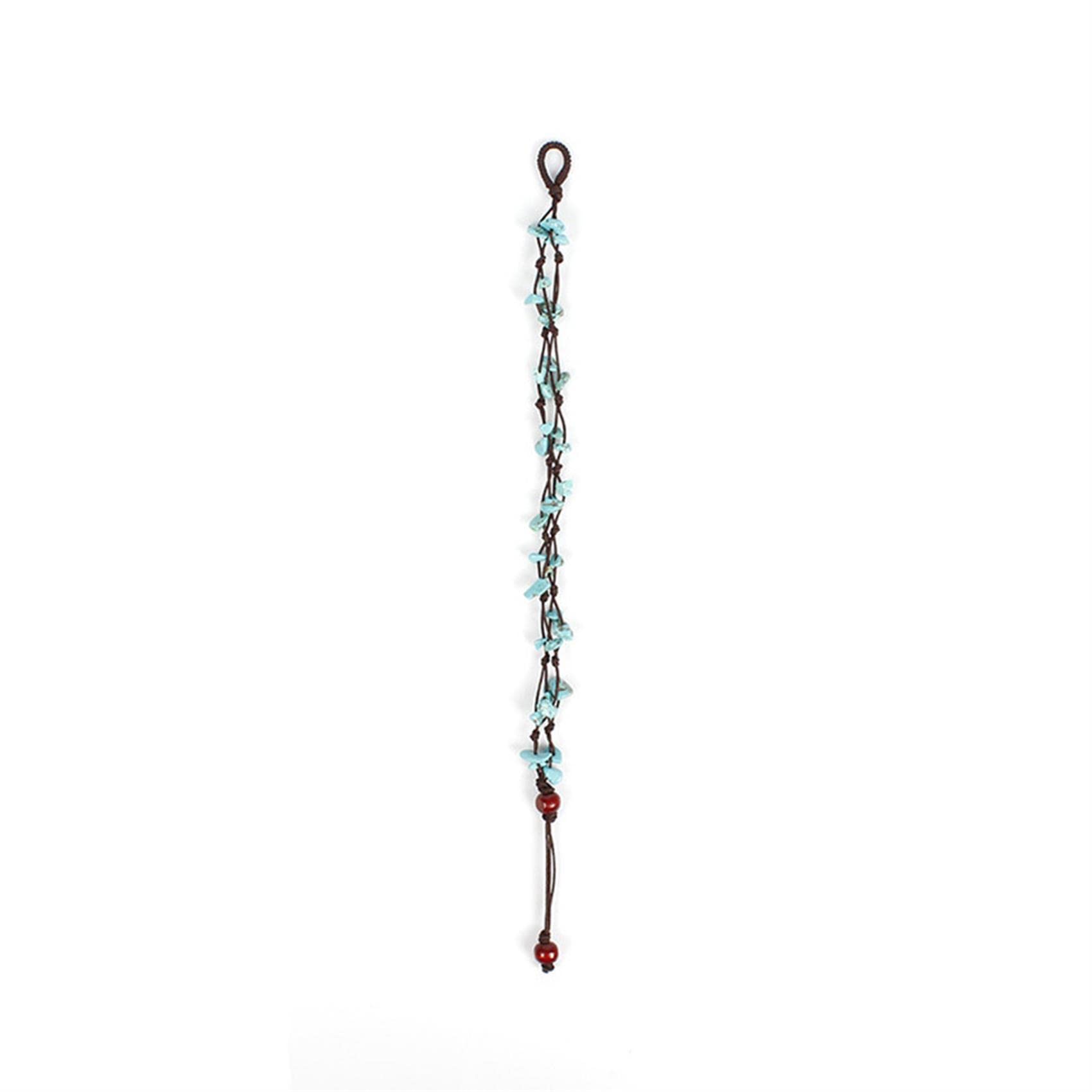 Artist Unknown GloryMM Layered Beach Anklet Beaded Foot Chain Natural Stone Turquoise Gemstone Chips Rope Bracelet for Women Beach Foot Jewelry