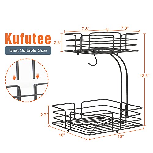 Kufutee 2 Tier Countertop Fruit Basket,Vegetables Bowl Storage With Banana Hanger,Black