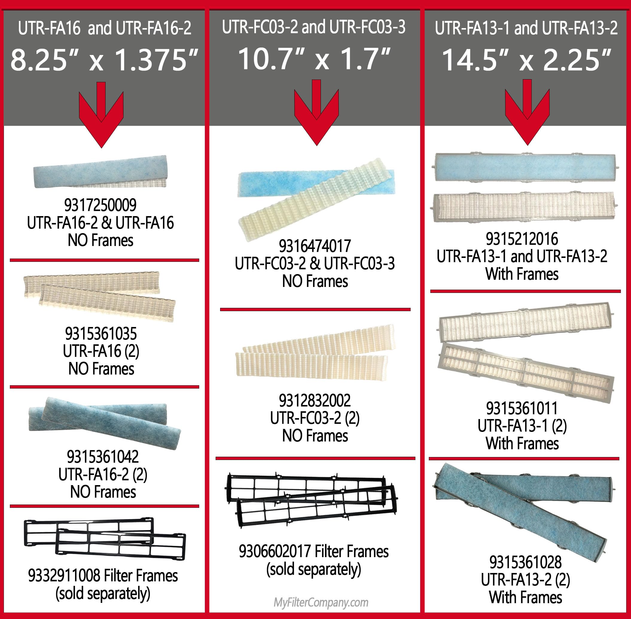 Fujsitu General UTR-FC03-2 & UTR-FC03-3 Filters (2pk) Part No. K9316474017