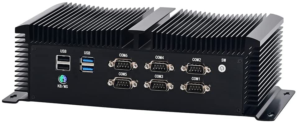 Fanless Industrial Computer Mini PC Intel Core i7 10870H Processor 32GB DDR4 Ram 1TB M.2 2280 SSD 3xHD 8xUSB 6xCOM Intel UHD Graphics Windows 10 Pro WOL PXE
