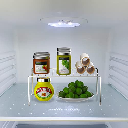 GEDLIRE Kitchen Cabinet Shelf Organizer Set of 2, Large (15.7 x 9.4 inch) Metal Wire Pantry Storage Shelves, Dish Plate Racks for Cabinets, Freezer, Counter, Cupboard Organizers and Storage, Chrome