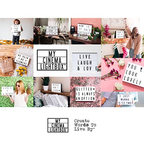 My Cinema Lightbox - Cinema Light Box, 12"x9" - Light Box with 100 Letters and Numbers - Personalised Light Box Sign, DIY Light Box Signs, Cinematic Color Changing