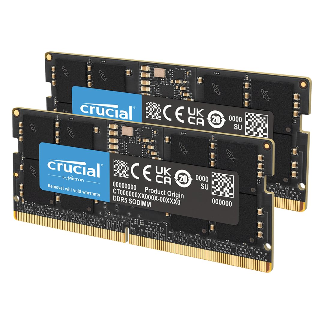 Crucial RAM 64GB Kit (2x32GB) DDR5 4800MHz CL40 Laptop Memory ā SODIMM 262-Pin ā Compatible with 12th Intel Core ā CT2K32G48C40S5
