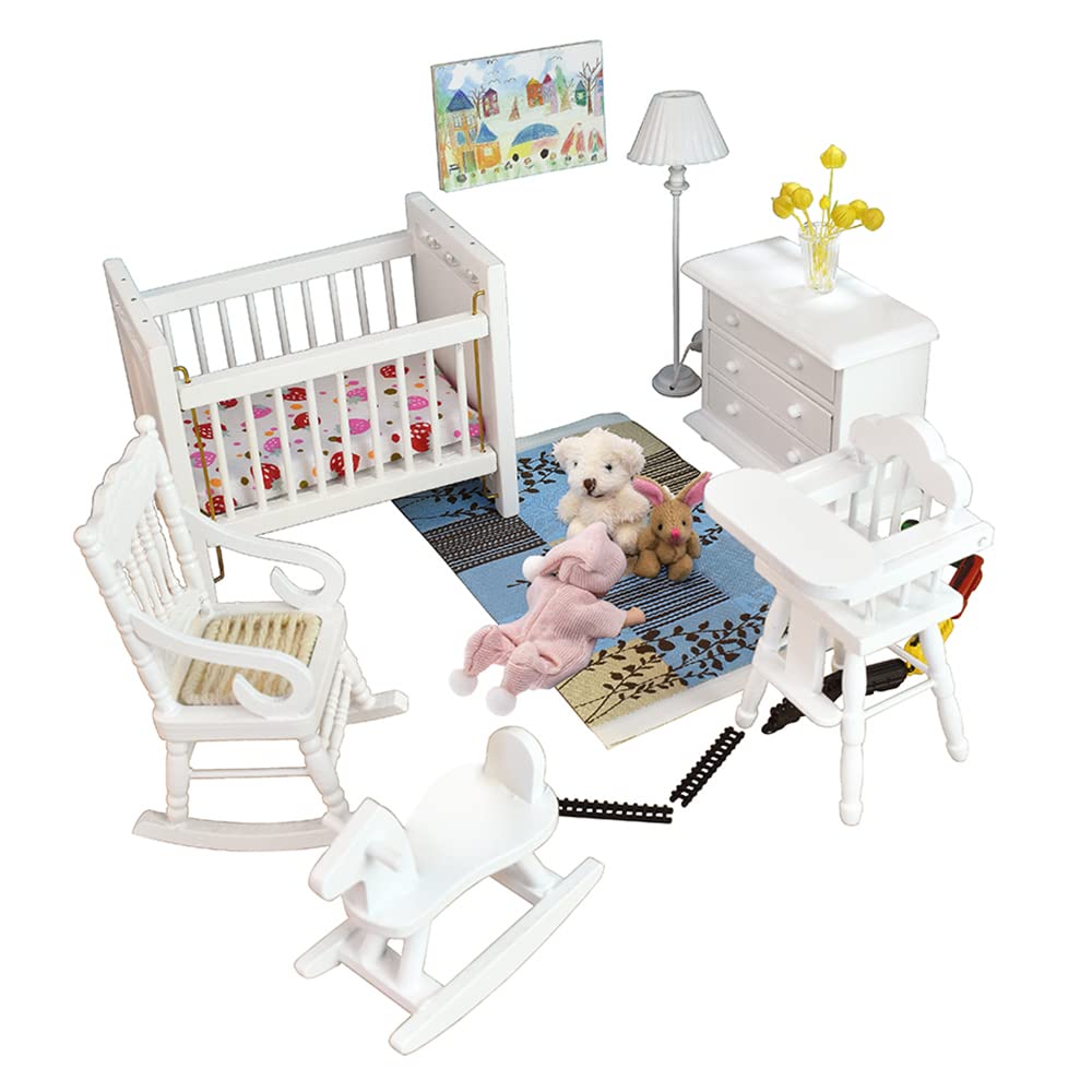 iLAND Miniature Dollhouse Furniture and Accessories for Dollhouse Nursery on 1/12 Scale (Lovely 14pcs)