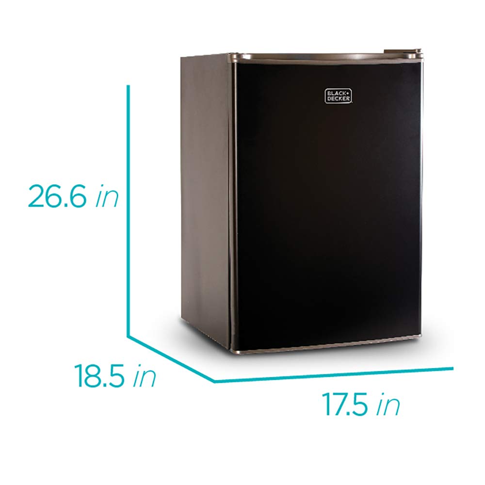 BLACK+DECKER BCRK25B Compact Refrigerator Energy Star Single Door Mini Fridge with Freezer, 2.5 Cubic Feet, Black & COMFEE' EM720CPL-PMB Countertop Microwave Oven with Sound On/Off, ECO Mode and Easy