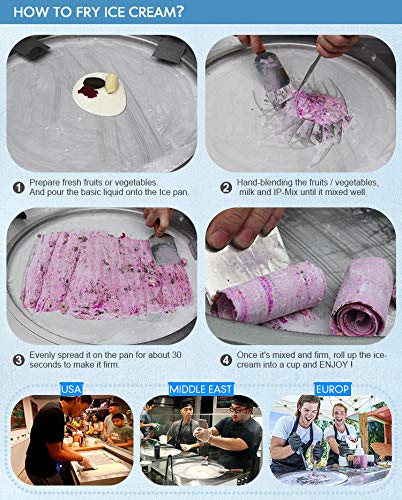 Kolice ETL commercial double square pans fried ice cream machine, frozen yogurt cubes making machine, roll ice cream machine with 10 pcs of refrigerated buckets, 21x21 inches big pan. Auto defrost