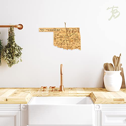 Totally Bamboo Destination Oklahoma State Shaped Serving and Cutting Board, Includes Hang Tie for Wall Display