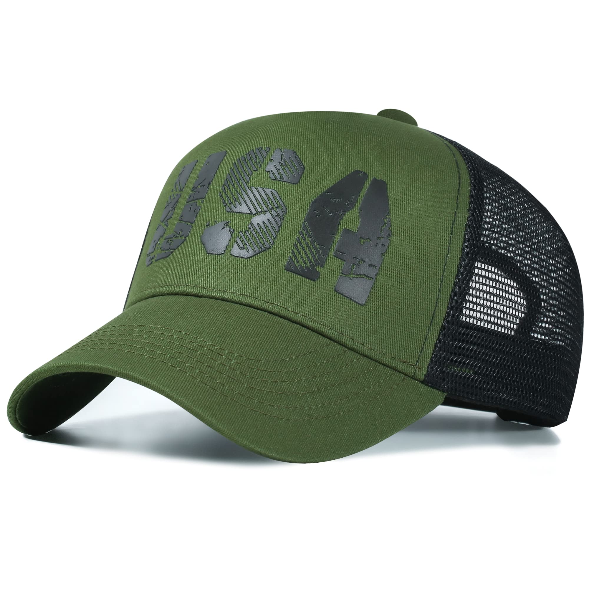 AURR USA Trucker Hat - American Flag Hat for Men & Women - Adjustable Baseball Cap, Snapback Closure - One Size Fits Most Olive