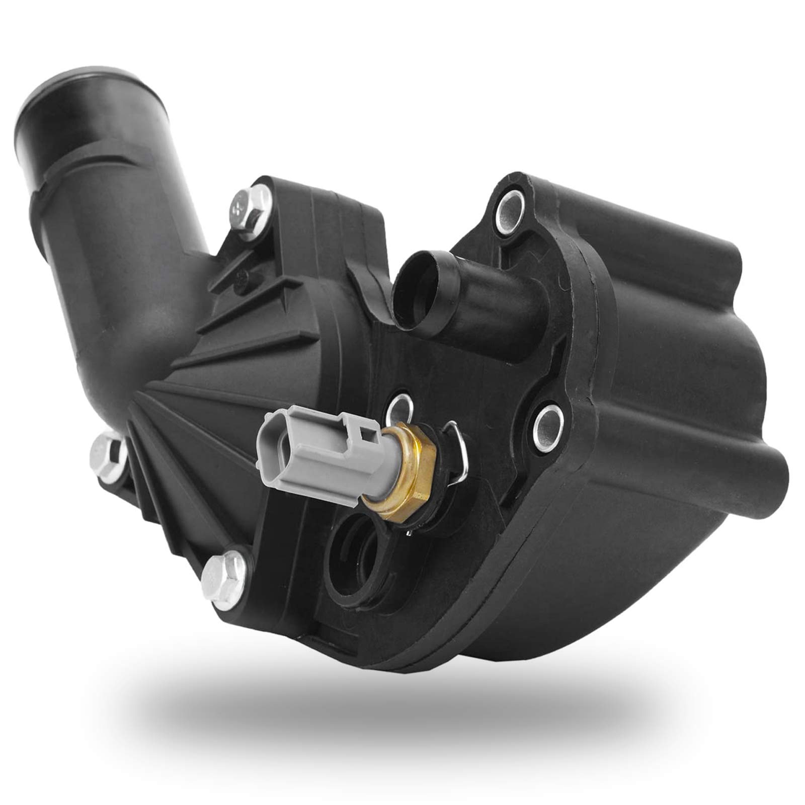 AUTOPTIM Coolant Thermostat Housing Assembly - Replacement for 2002-2010 Explorer Mercury Mountaineer (V6 4.0L) Thermostat Housing Kit with Gasket and Sensor - OEM Number 2L2Z8592AA 2L2Z8592BA