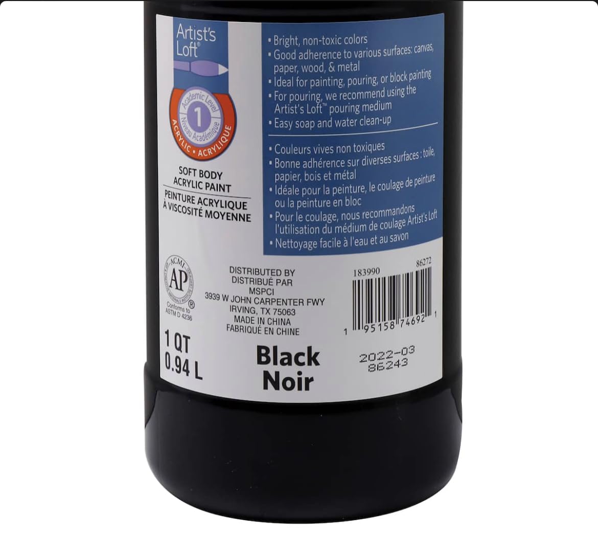 Artist's Loft Flow Acrylic, Black, 32