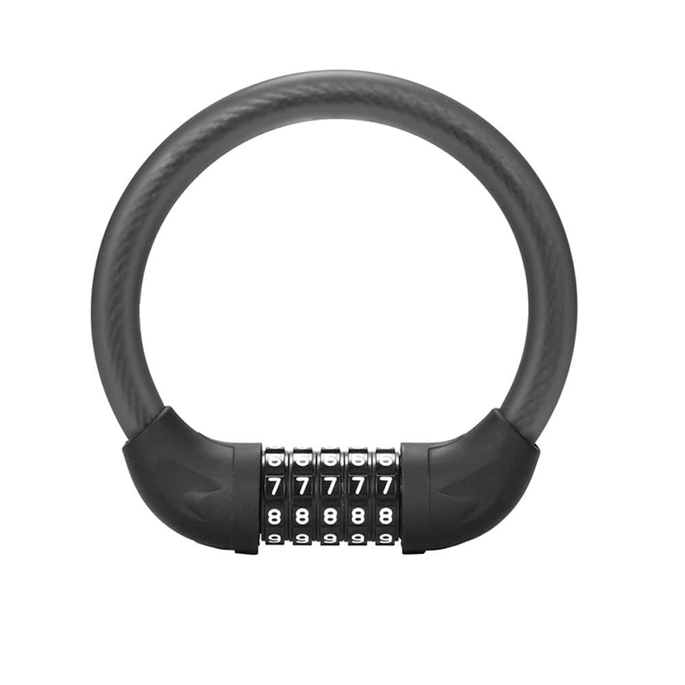 AZPINGPAN 1.4cm Bold Mini Steel Cable Bicycle Lock丨40cm Anti-Theft Mountain 5 Digit Password Motorcycle Lock, Portable Loop Bicycle Accessories and Equipment (with Extended Steel Cable)