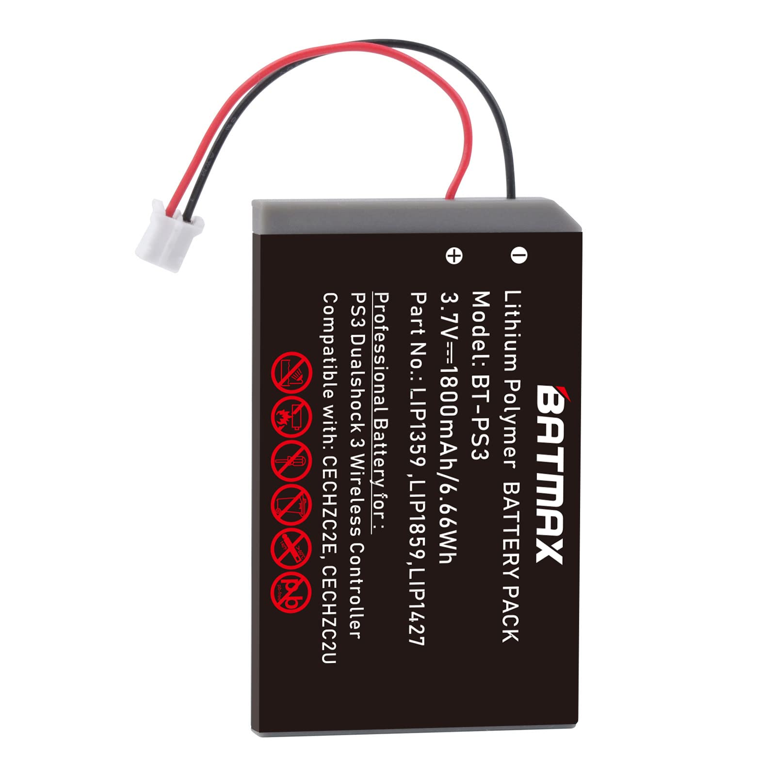 Batmax 3Pcs 1800mAh LIP1359 Battery Replacement for Sony PS3 Playstation 3 Sixaxis Dualshock 3 Wireless Controller CECHZC2E CECHZC2U LIP1472 LIP1859…