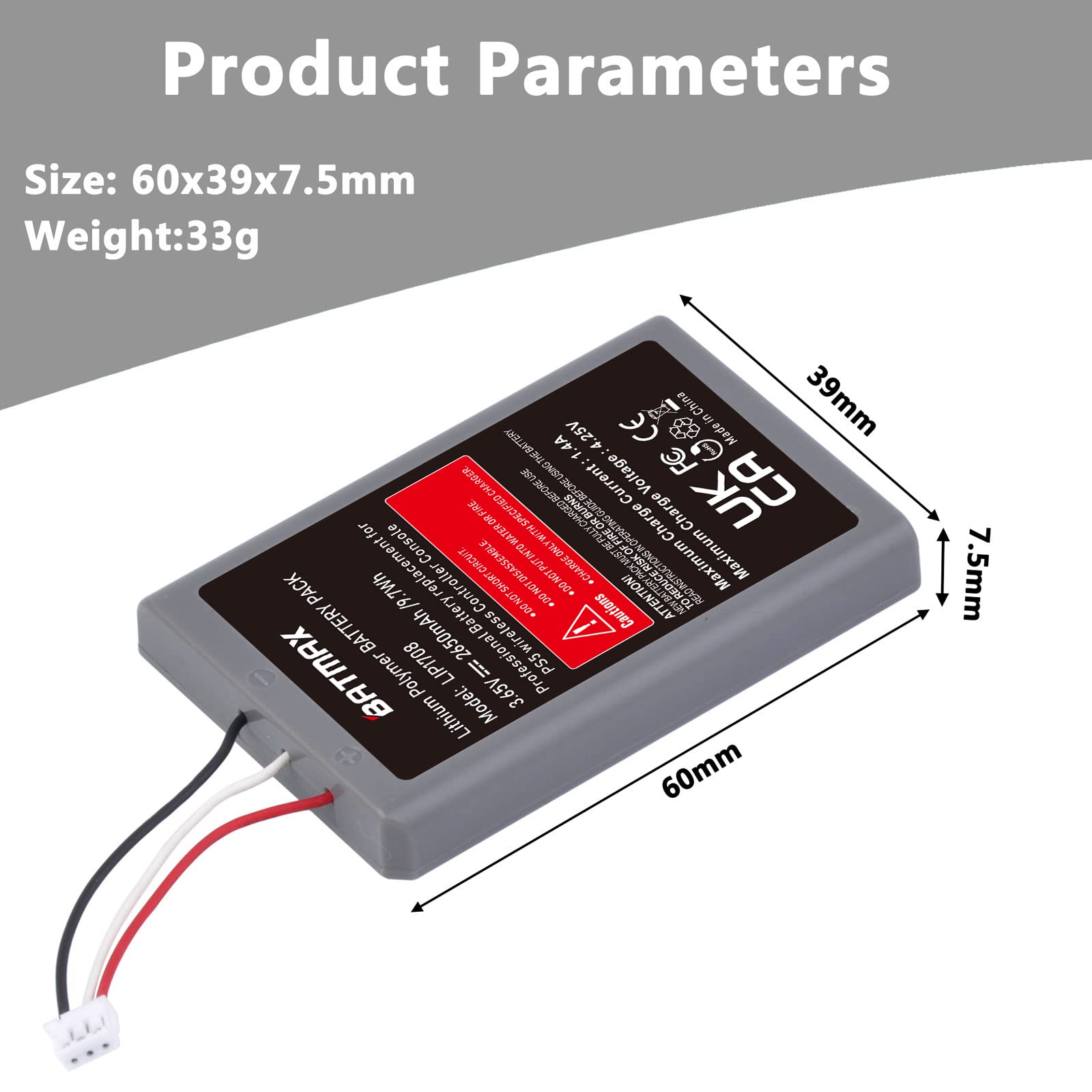 Batmax LIP1708 2650mAh Battery for Sony PS5 Playstation 5 CFI-ZCT1W DualSense Controller Gamepad