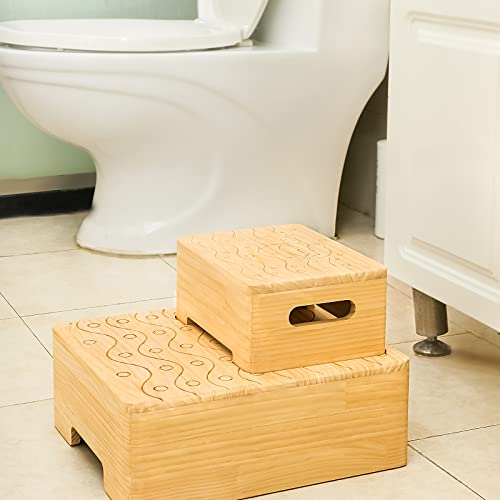 VITEVER Toddler Step Stool, Wooden Two Step Stool for Kids, Stackable and Non Slip Base Kids Step Stool for Bathroom, Potty Training, Kitchen, Bedroom