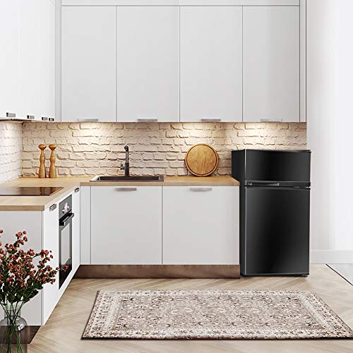 Safeplus Compact Refrigerator, 3.4 cu ft. Unit Cold-rolled Sheet Mini Refrigerator with freezer, Dorm fridge with Adjustable Removable Shelves,Black