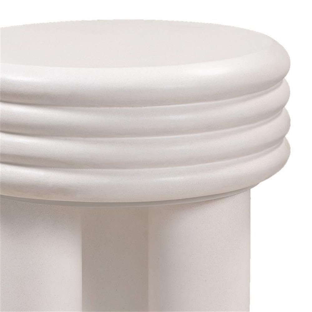 Tov Furniture Delta Ivory White Concrete Indoor/Outdoor 14" Round Ribbed Side Table