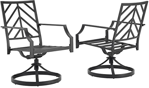Crosley Furniture Otto 2-Piece Swivel Outdoor Chair Set, Dining Patio Chairs for Deck, Backyard, Matte Black with Gray Cushions