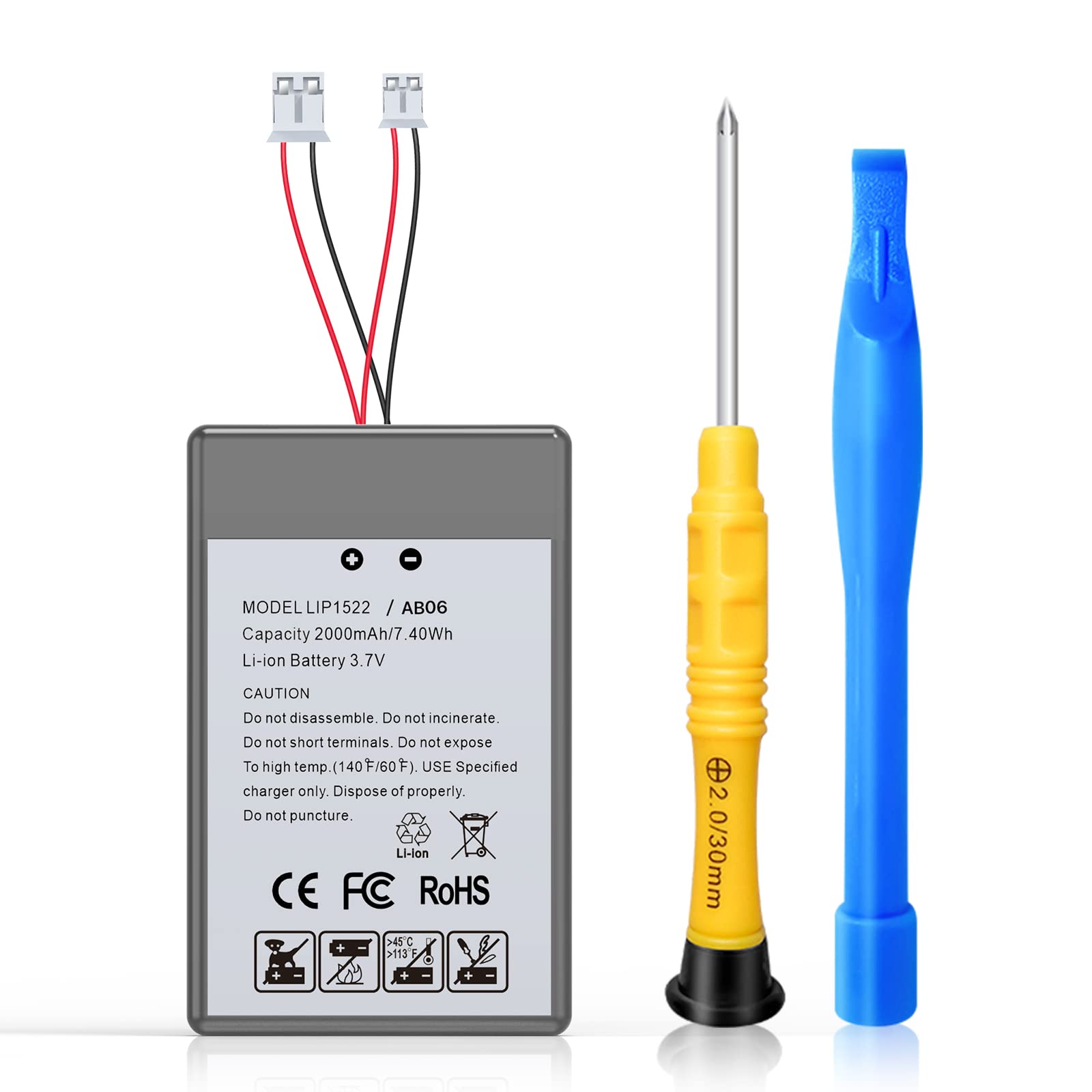 Antank Battery Pack 2000mAh Compatible with PS4 & PS4 Slim/Pro Controller Dual Shock 4 [CUH-ZCT1]/ Dual Shock 4 V2 [CUH-ZCT2] Battery Replacement DIY Repair Kit with PH00 Screwdriver