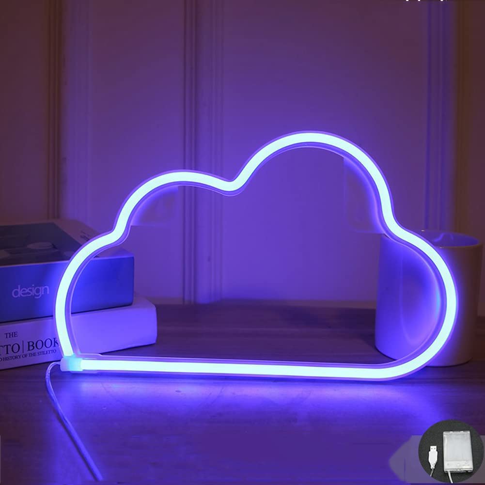 Blue Cloud Neon Sign LED Marquee Sign Light Battery or USB Powerd Neon Nightlight Light up Cloud Lamp for Kids Room Decor