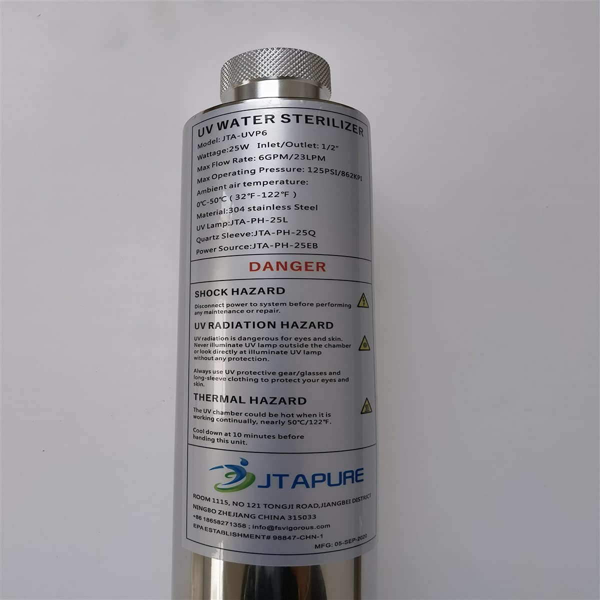 JTAPURE Quartz Sleeve,Suit for JTA-UVP12 Water Filter