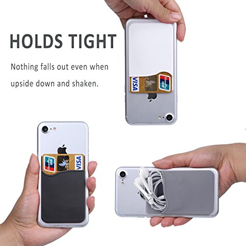 YWXTW Cell Phone Wallet, Silicone 3M Adhesive Stick-on Wallet for Credit Card, Ultra-Slim Id Holder Wallet Pouch Sleeve Pocket for Smartphones (iPhone/Android/Samsung Galaxy) (3 Pack White)