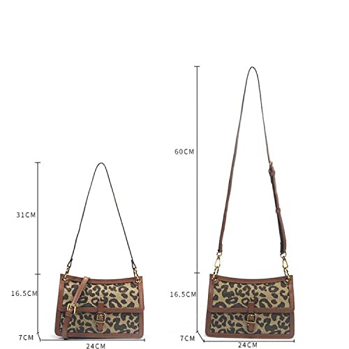 Leopard Print Purse Cheetah Crossbody Shoulder Bag Vegan Leather Handbag for Women