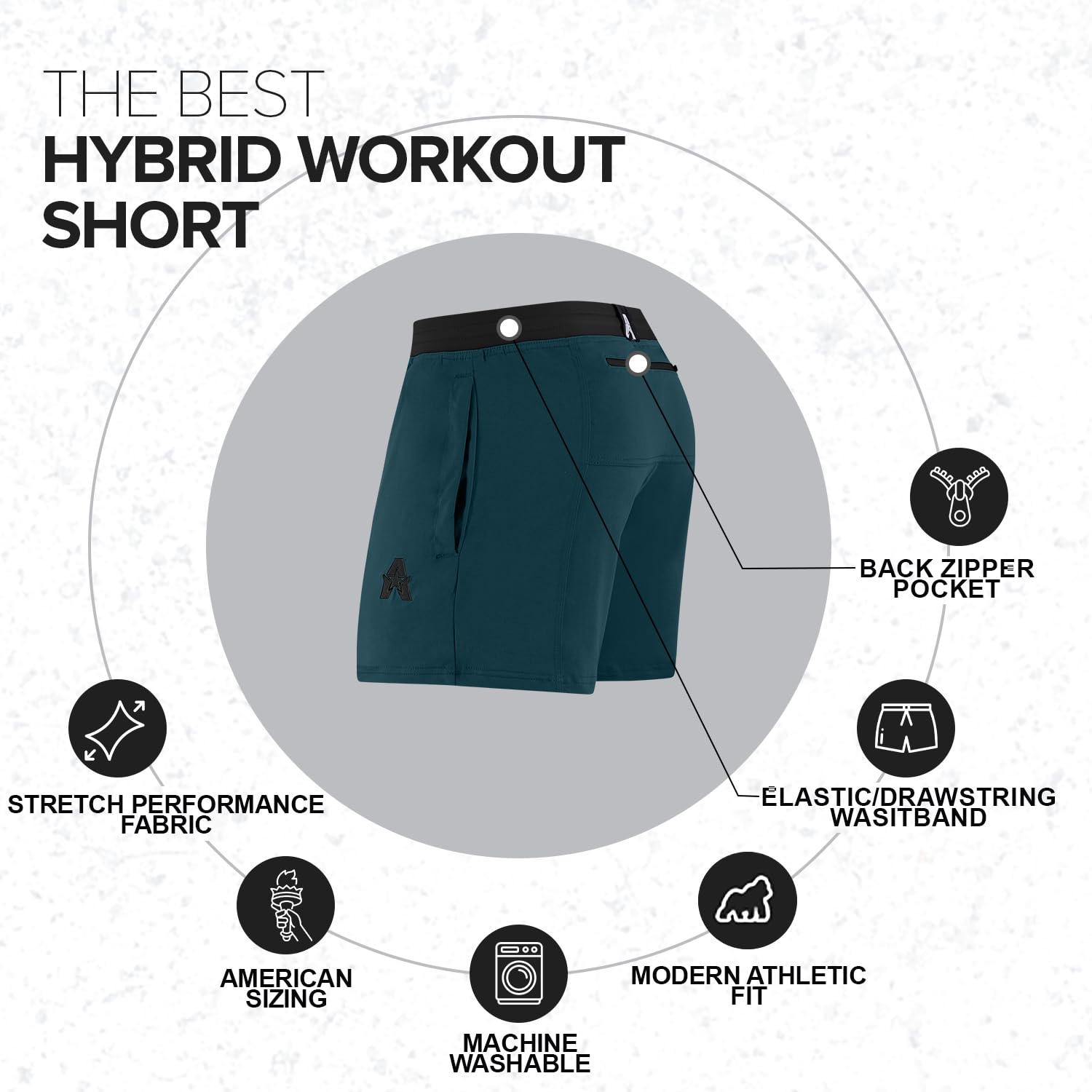 Anthem Athletics Evolflex 5 Inch Men's Workout Shorts - 3 Pocket Short for Running, Athletic & Gym Training - Marine - XX-Large