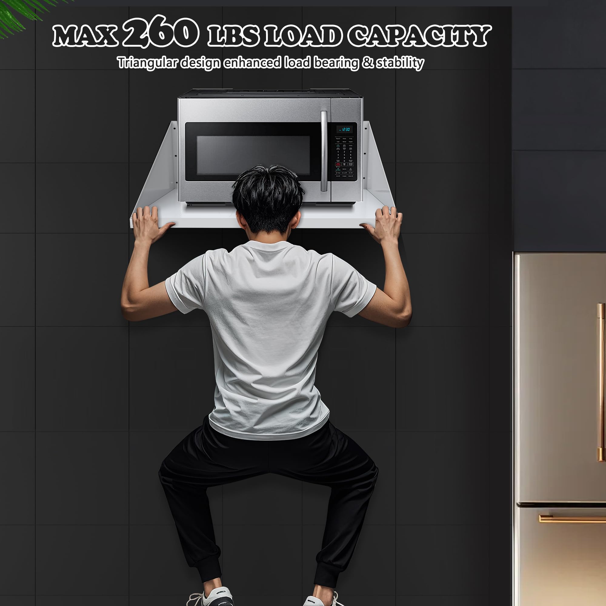 Artqiu Microwave Shelf Wall Mount 25"x18" Heavy Duty Oven Rack for Wall Mount 304 Stainless Steel Shelf for Multi-Function Use Heavy Duty Storage Rack for Restaurant, Kitchen, Bar, Home, and Hotel