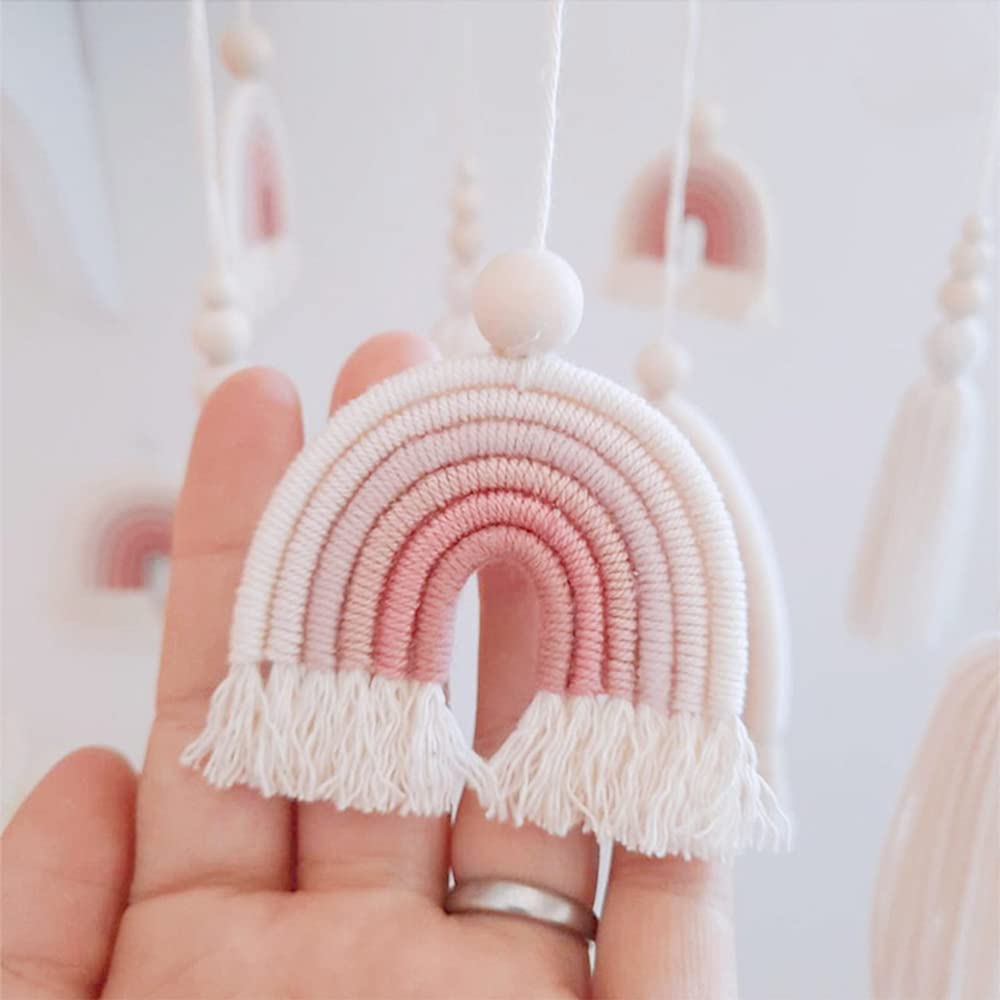 Boho Rainbow Nursery Mobile,Neutral Baby Crib Mobile,Baby Mobile for Crib,Crib Mobile for Girls,Macrame Rainbow Decor,Boho Crib Mobile Kids Room Nursery Decor