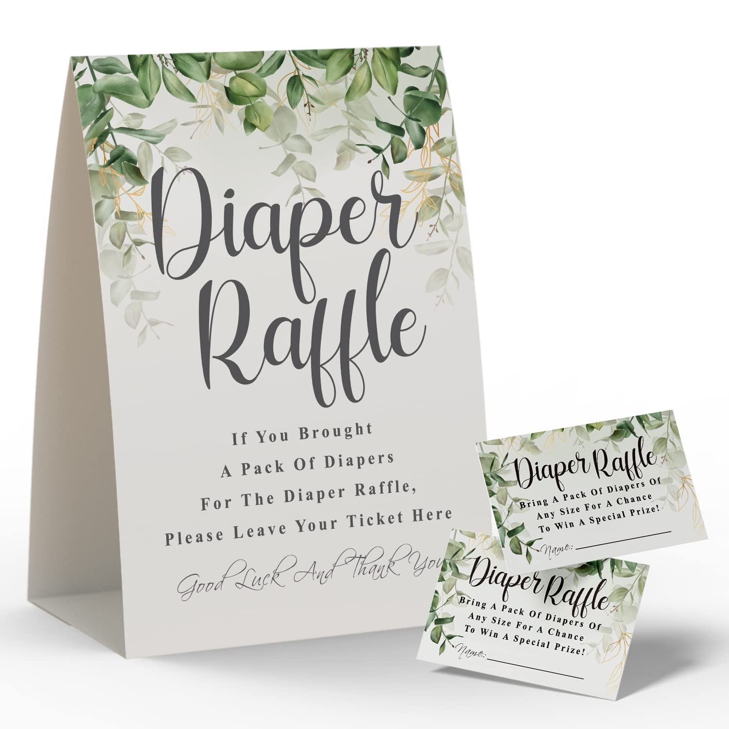 Diaper Raffle Tickets for Baby Shower Sign,Baby Shower Invitations with Diaper Raffle Cards - Baby gender neutral tickets(1 Sign with 50 Raffle Tickets) Toctose023
