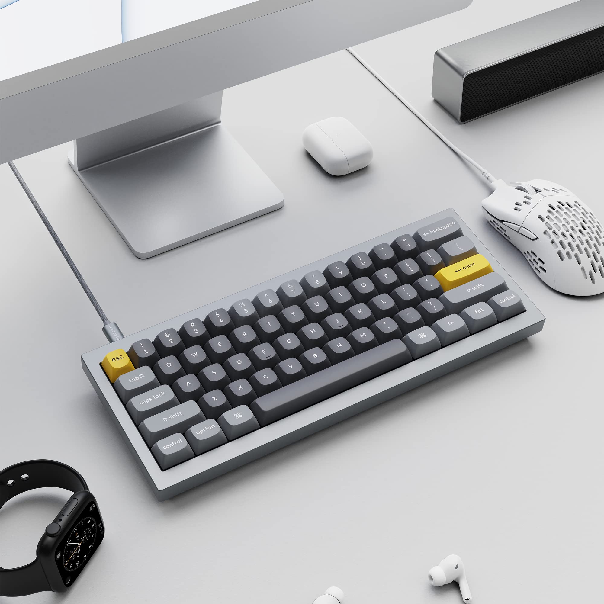 Keychron Q4 Wired Custom Mechanical Keyboard, QMK/VIA Programmable Macro, Full Aluminum, Hot-Swappable Gateron G Pro Brown Switch, 60% Layout Double Gasket Compatible with Mac and Windows - Gray