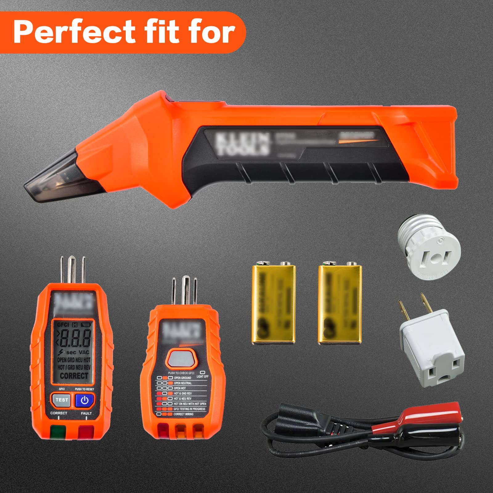 Battery Organizer Storage Case, Batteries Holder Container Carrying Hard Bag Box with Battery Tester + Case Compatible with Klein Tools ET310 AC Circuit Breaker Finder